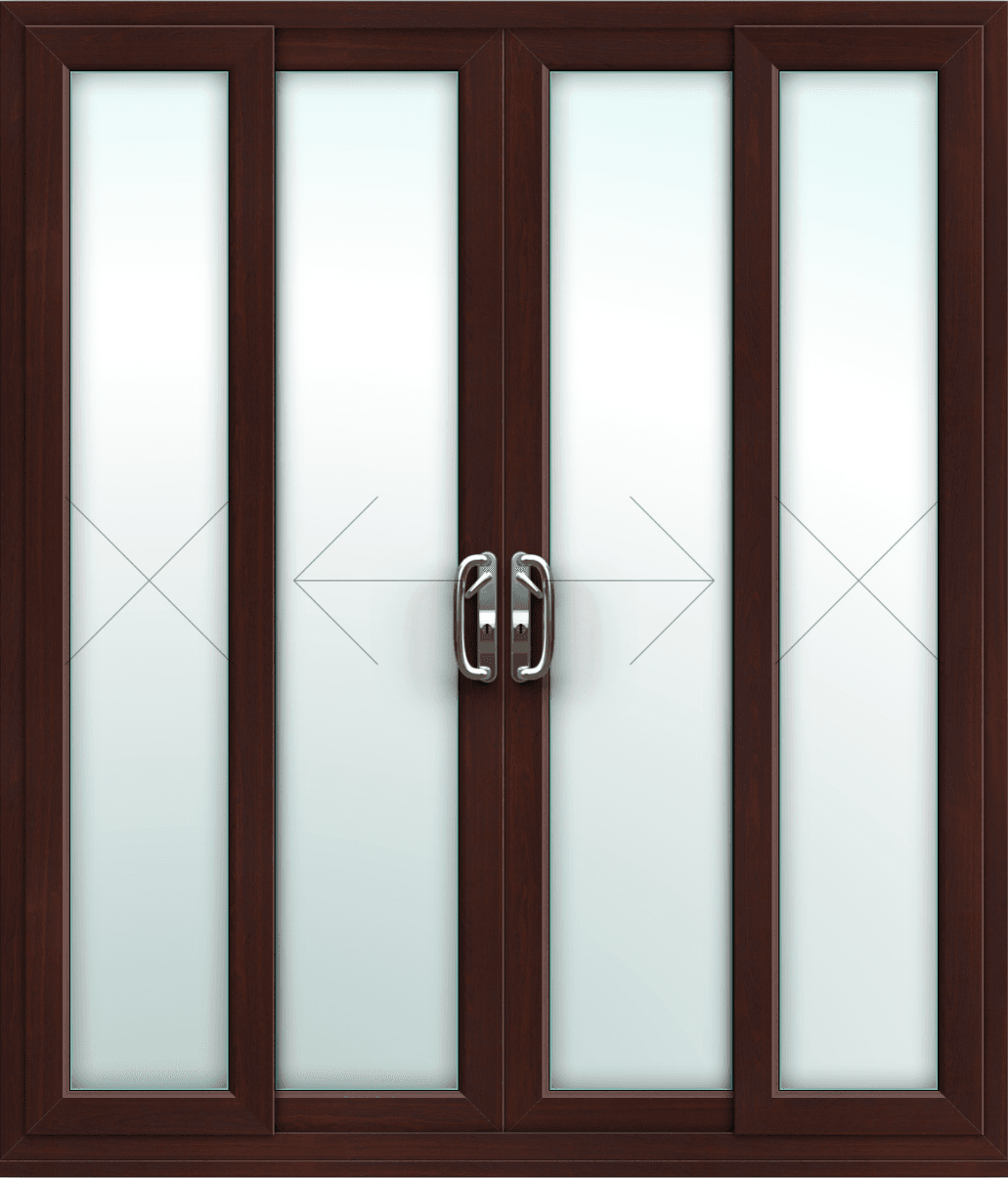 Rosewood uPVC Sliding 4 Pane Patio Door - Made to Measure