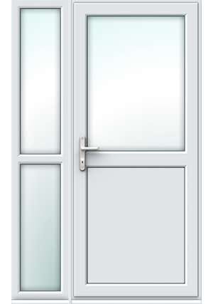 Half Glazed uPVC Single Door - Flat Panel with Midrail Side Panel