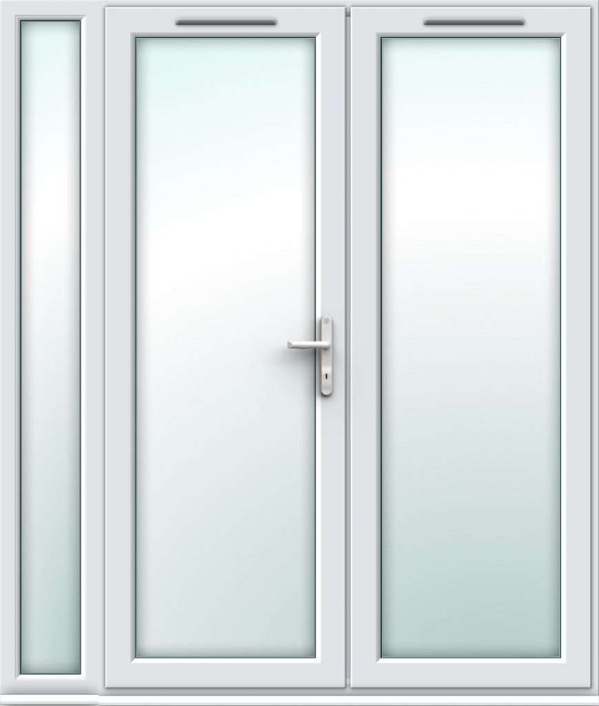 1790mm x 2090mm - White uPVC French Doors with Narrow Side Panel - AWM ...